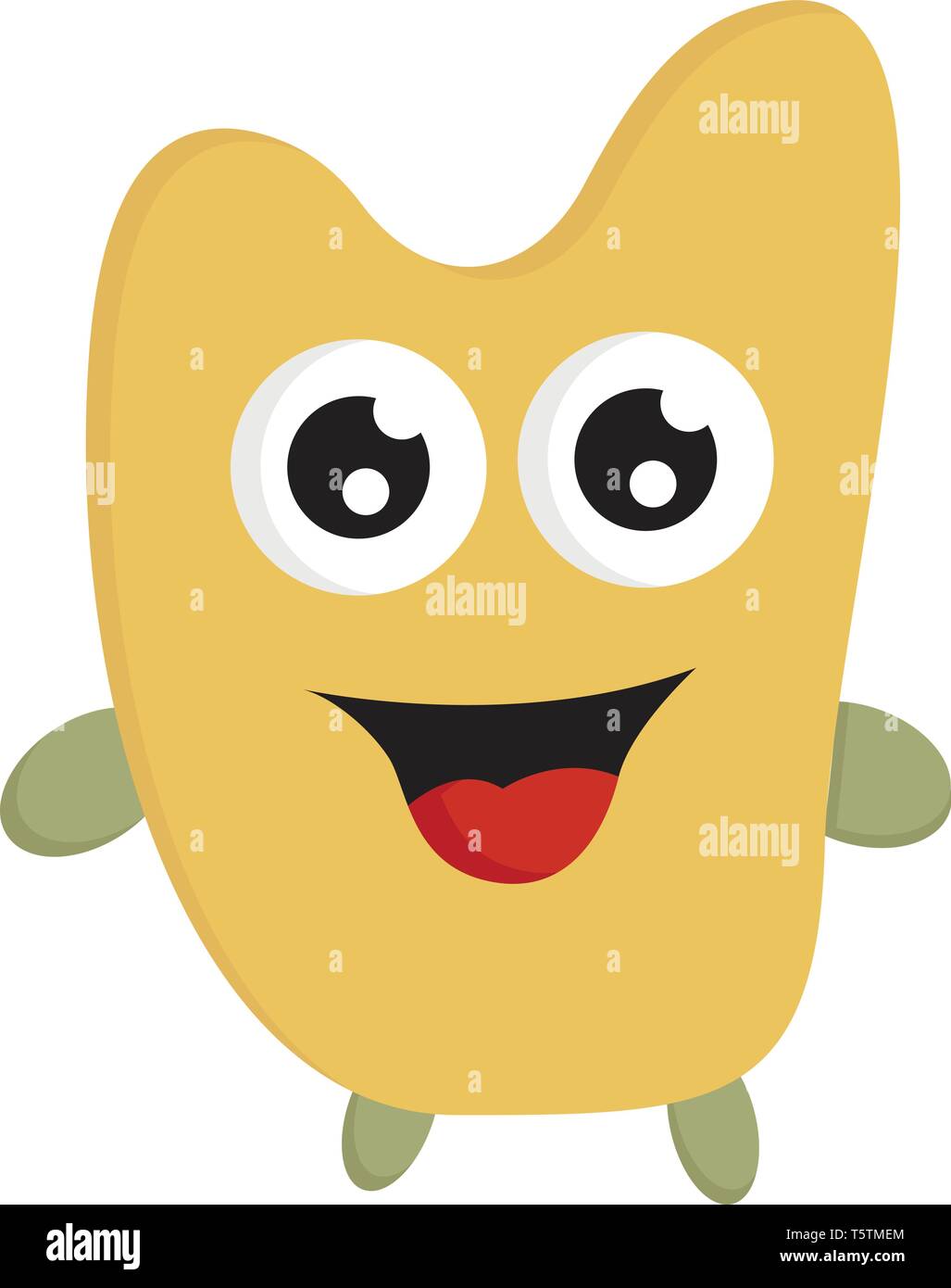 Yellow happy monster with big eyes print vector on white background ...