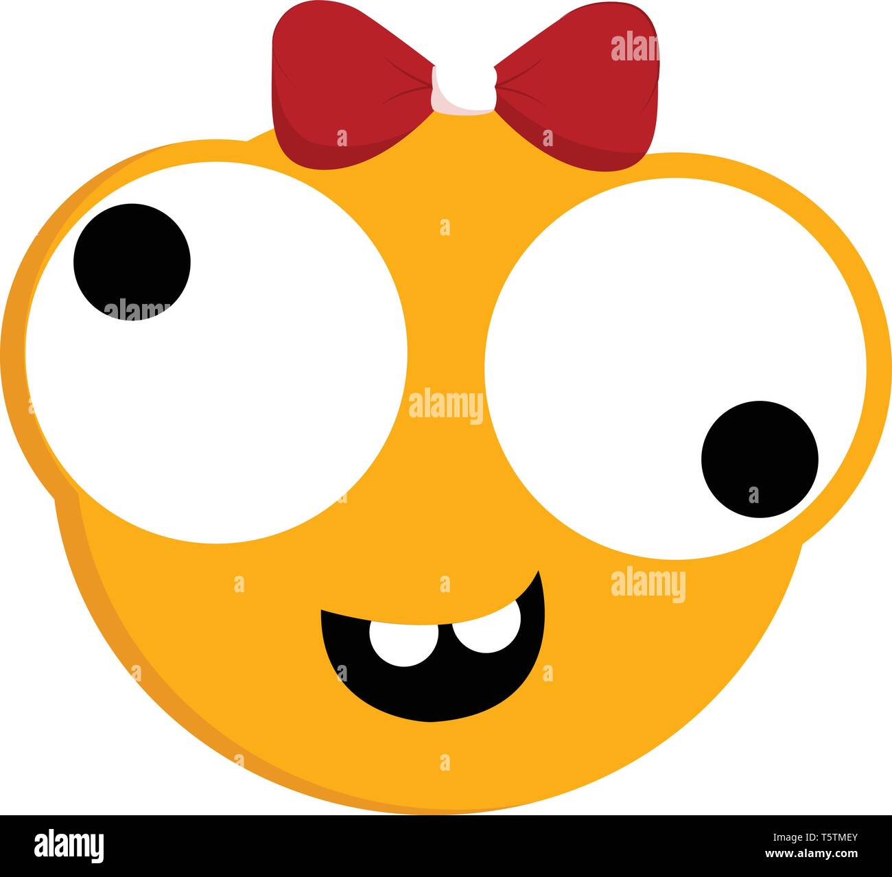 Face of a yellow monster with a bow print vector on white background ...