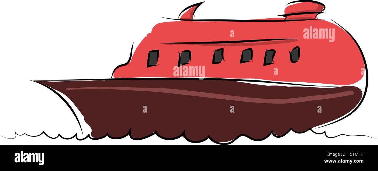Cartoon red boat vector illustration on white background Stock Vector ...