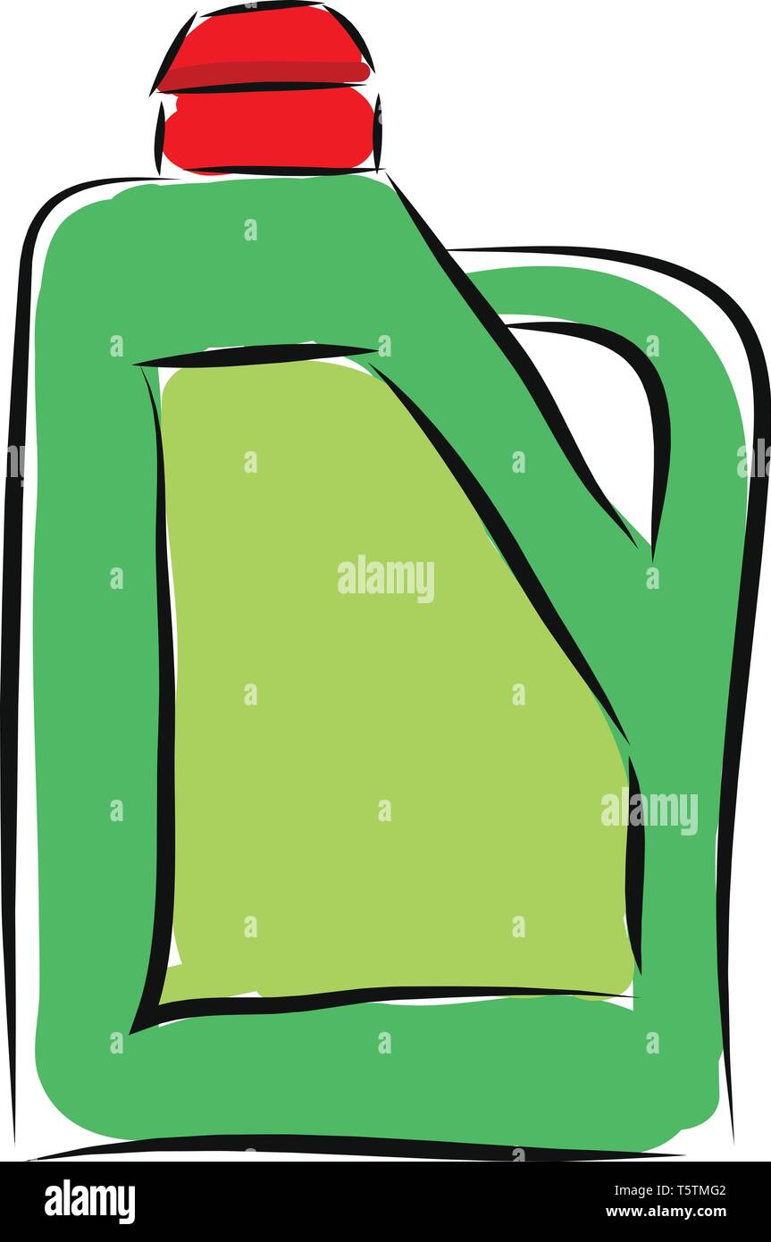 Cartoon green canister of acid vector illustration on white background ...