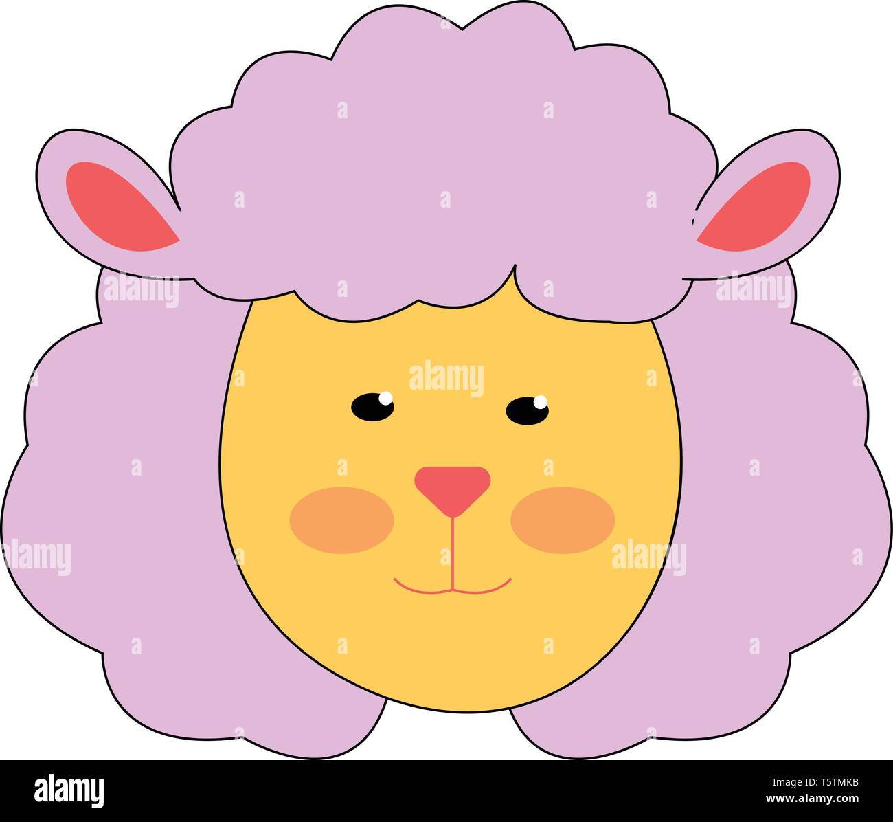 Pretty pink lamb vector illustration on white background Stock Vector ...