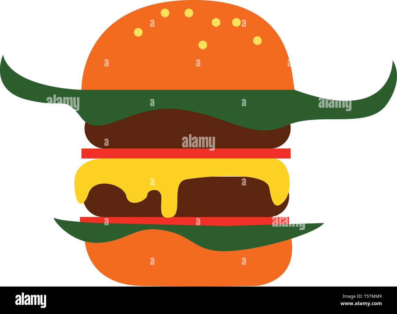 Simple cartoon big burger vector illustration on white background Stock ...