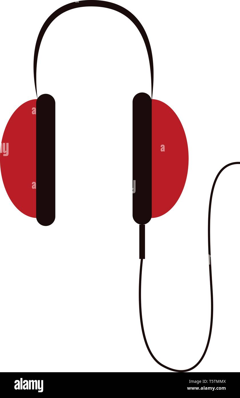 Simple big red headphones vector illustration on white background Stock ...
