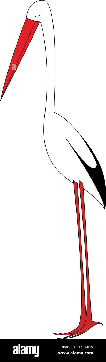 Simple cartoon stork in the nest vector illustration on white ...