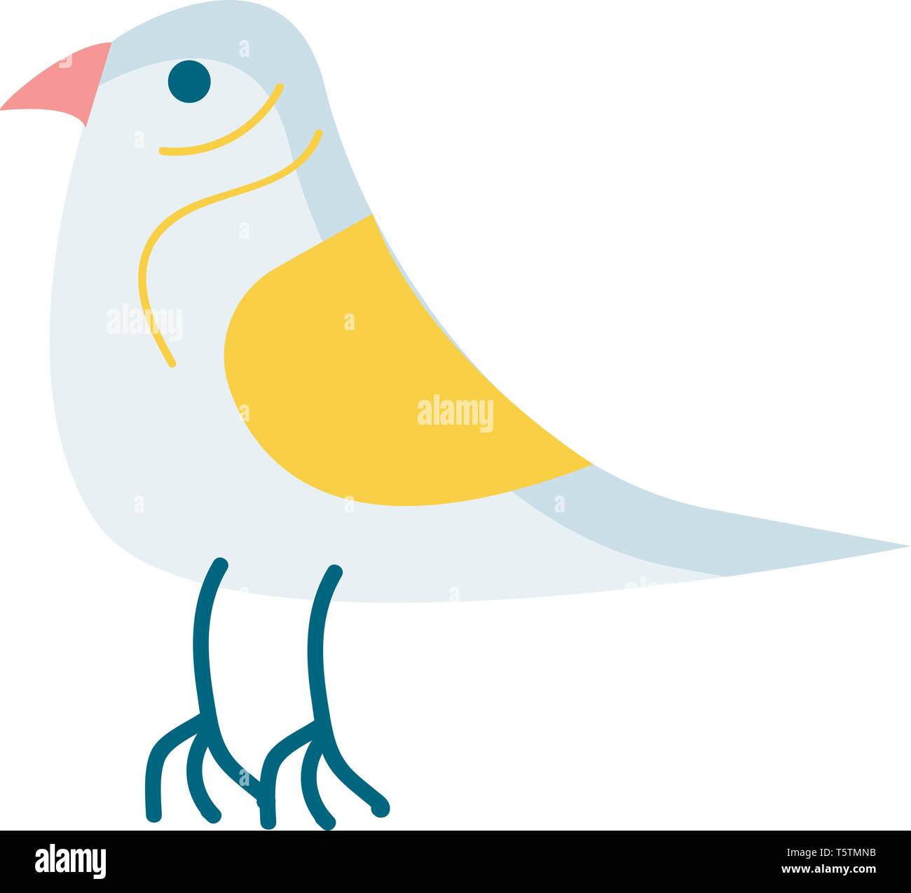 Bird with yellow wing vector illustration on white background Stock ...