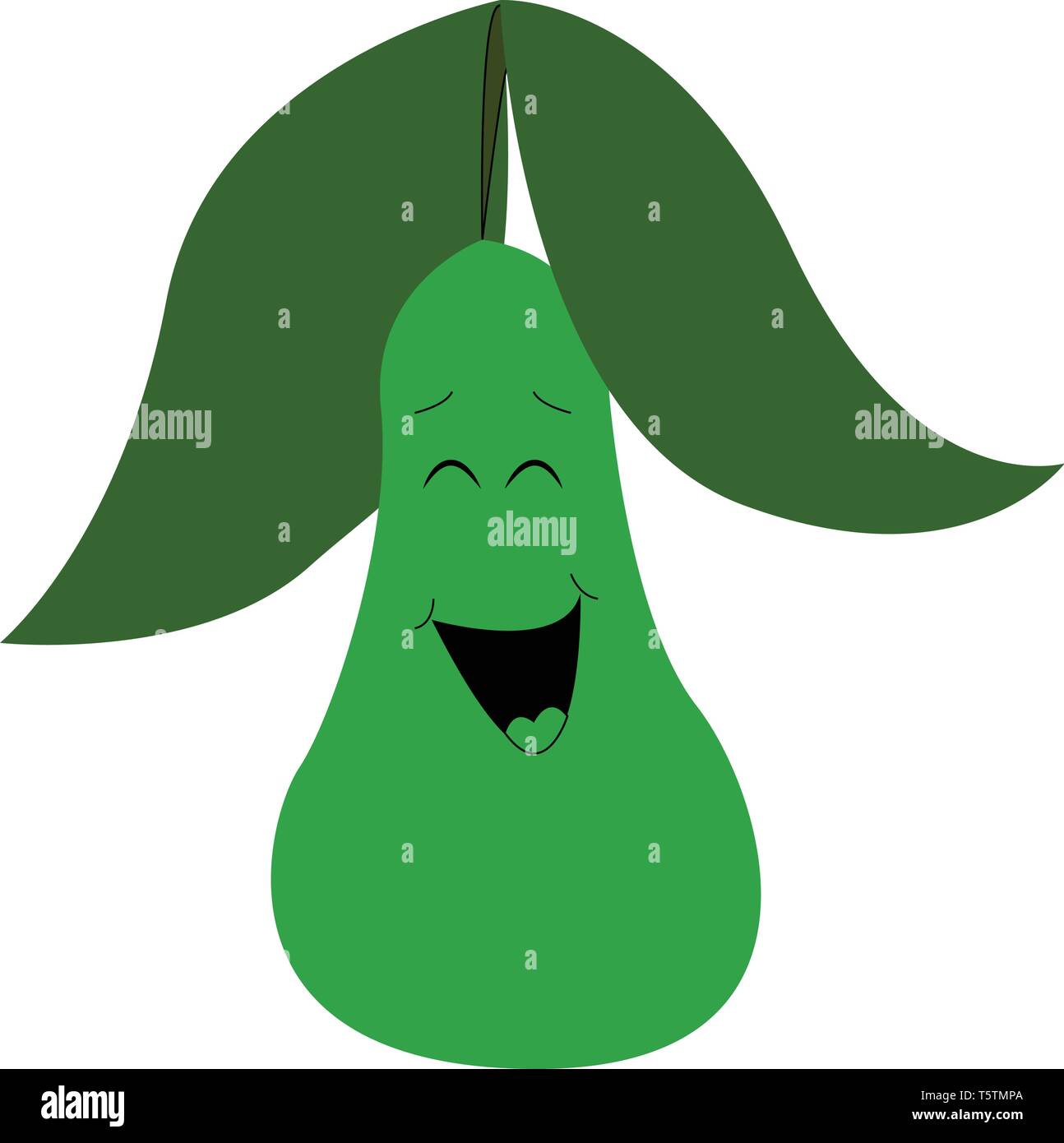 Happy green pear illustration vector on white background Stock Vector ...