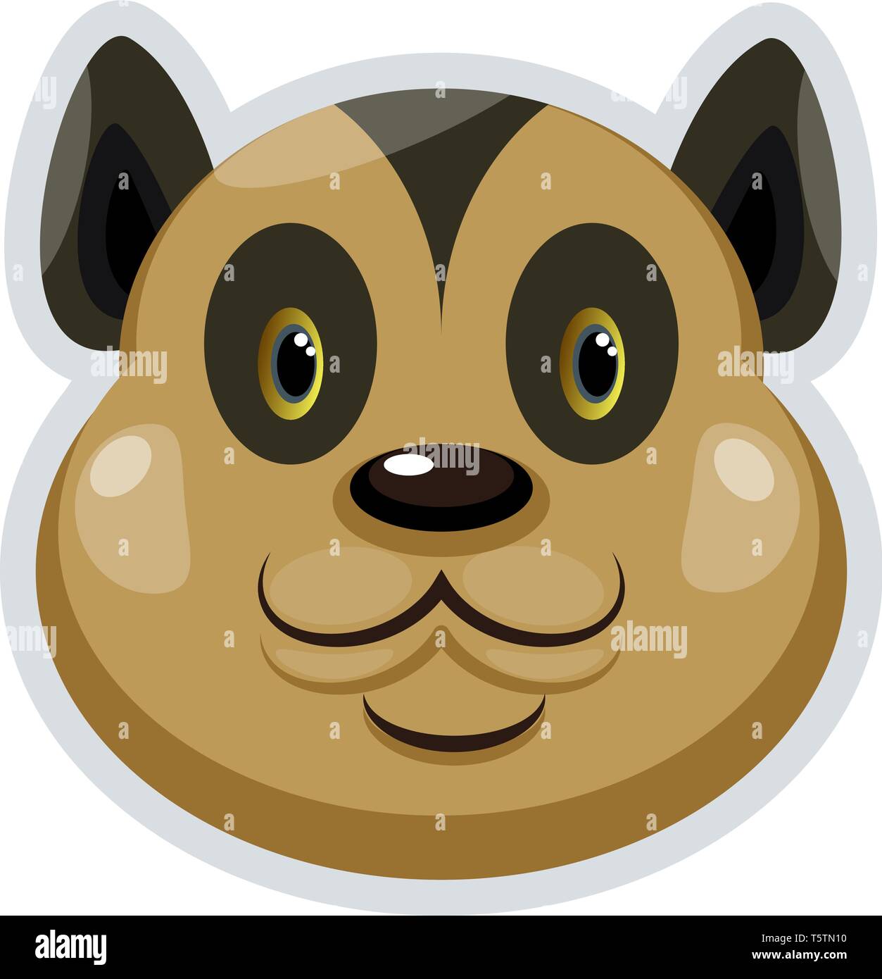 A Bear with green shaded eyes and ears, vector, color drawing or ...