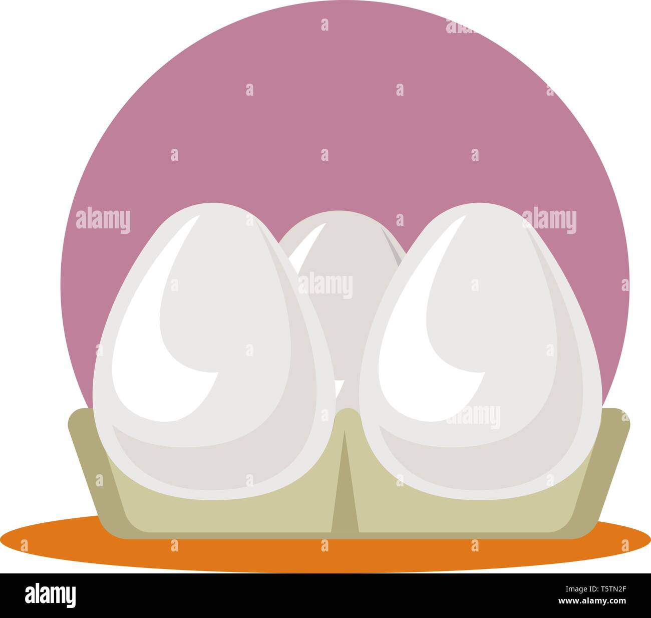 A Egg Tray with three eggs in purple background, vector, color drawing ...