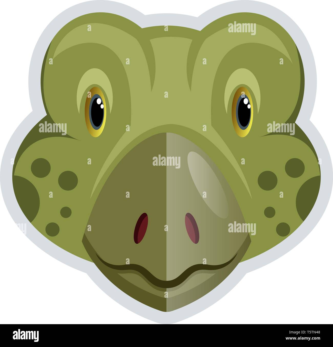 A Frog face in green color with dots around, vector, color drawing or ...
