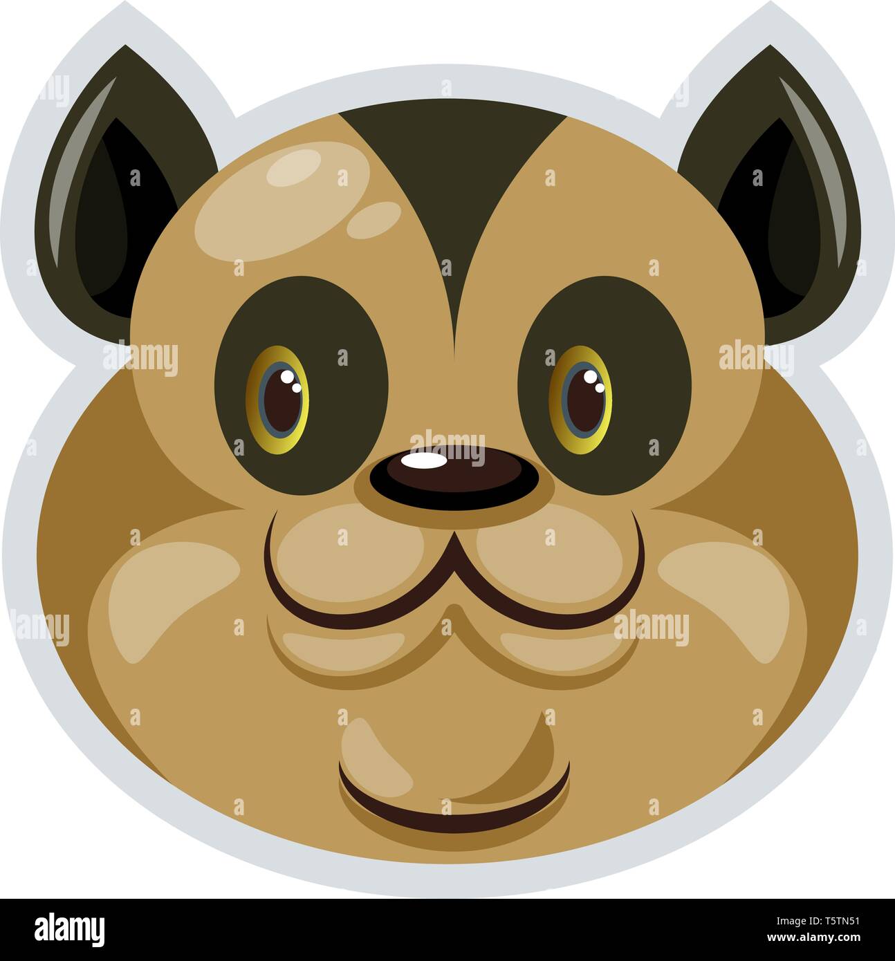 A Panda in brown color with green ears, in white background, vector ...