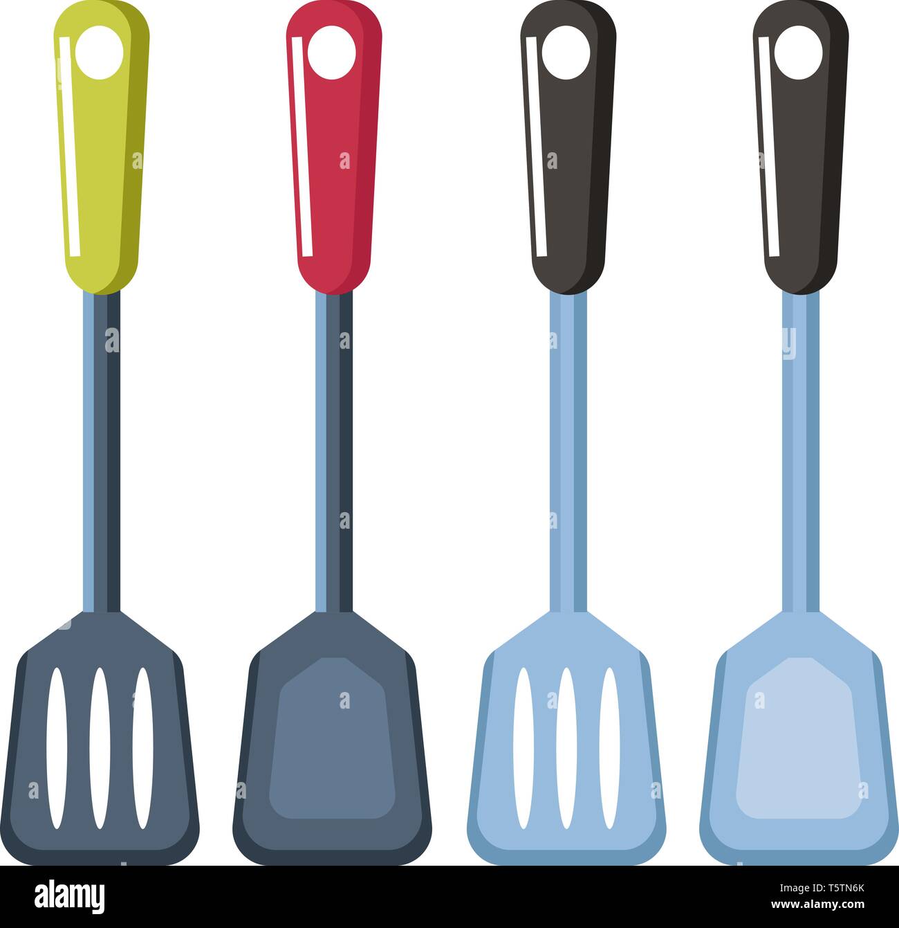 Four Stirring spatulas to mix the food in different shapes vector color ...