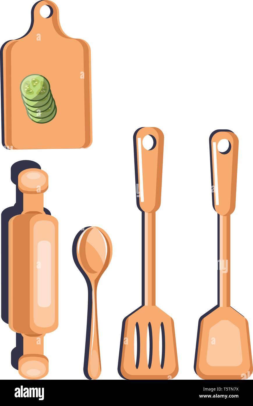 A Kitchen set includes spatulas roller and vegetable cutting plate in ...