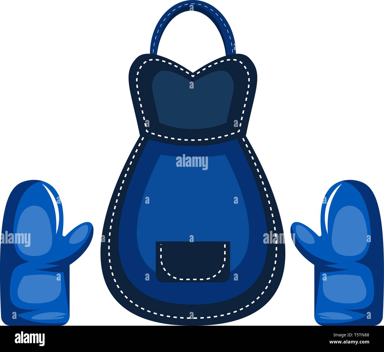 Kitchen apron set in blue color worth blue pockets thread to tie the ...