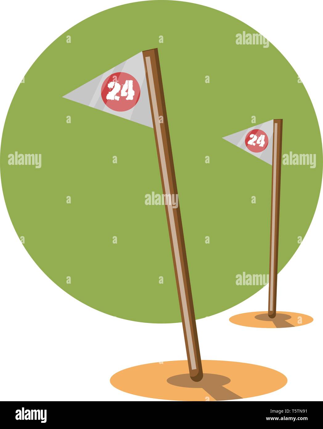 Two Milestone flags places near by with number 24 printed on each flag ...