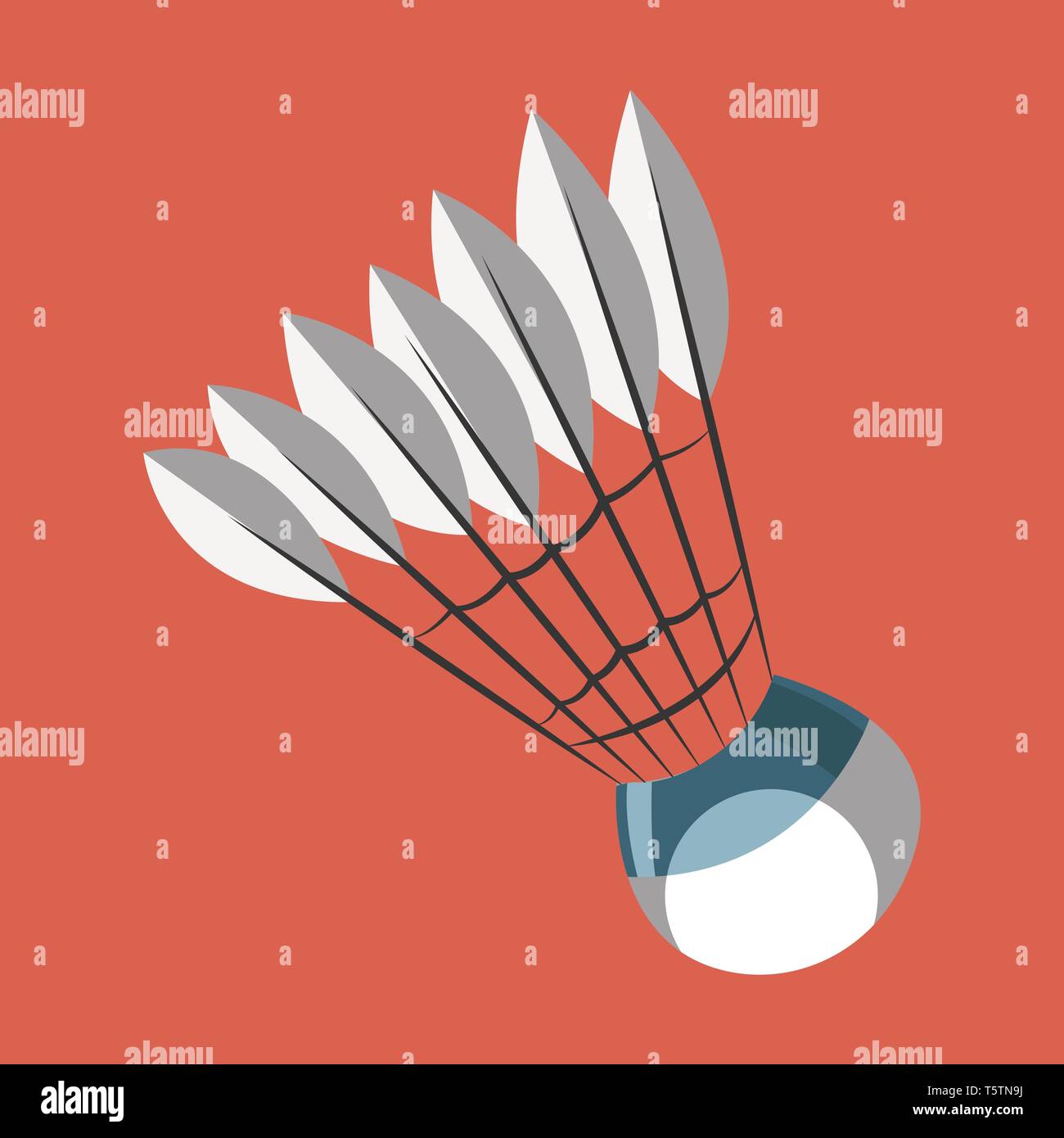 A Shuttle cock with feathers in red color background vector color ...