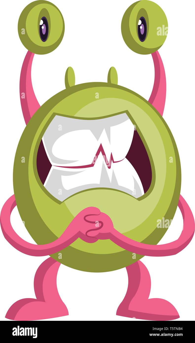 Scared cartoon monster white background vector illustration Stock ...