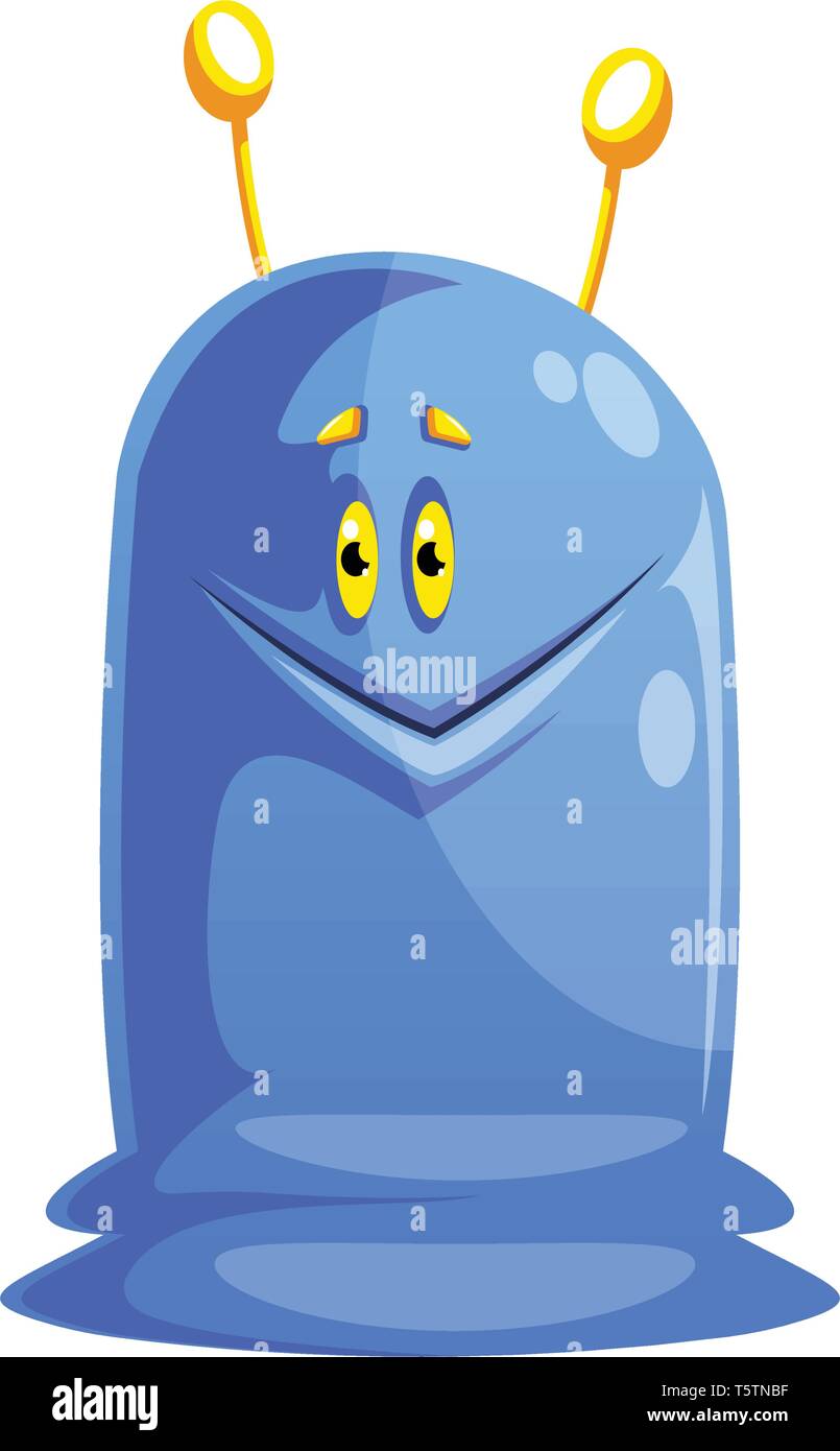 Blue cartoon monster smiling white background vector illustration Stock ...