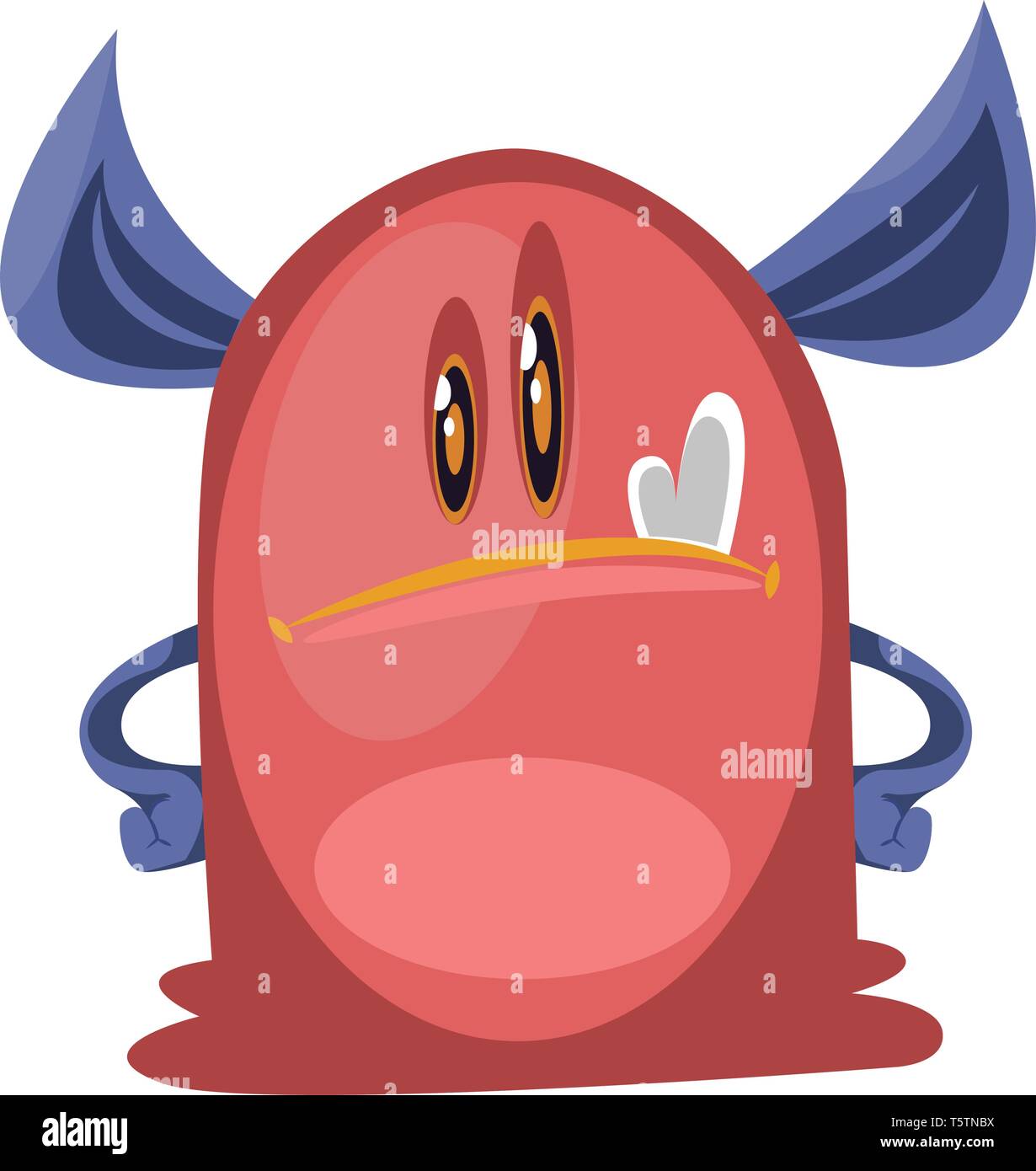 Confident red monster with big blue ears cartoon charater white ...