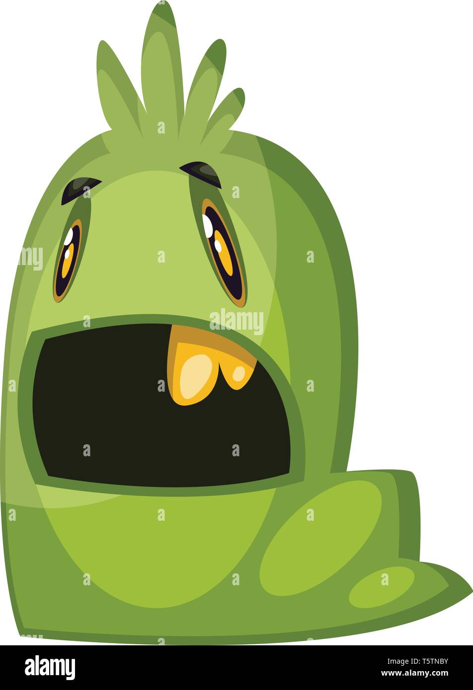 Supprissed green worm looking monster illustration on white background ...