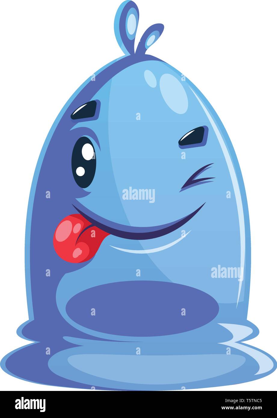 Winking blue cartoon character with tongue out Stock Vector Image & Art ...