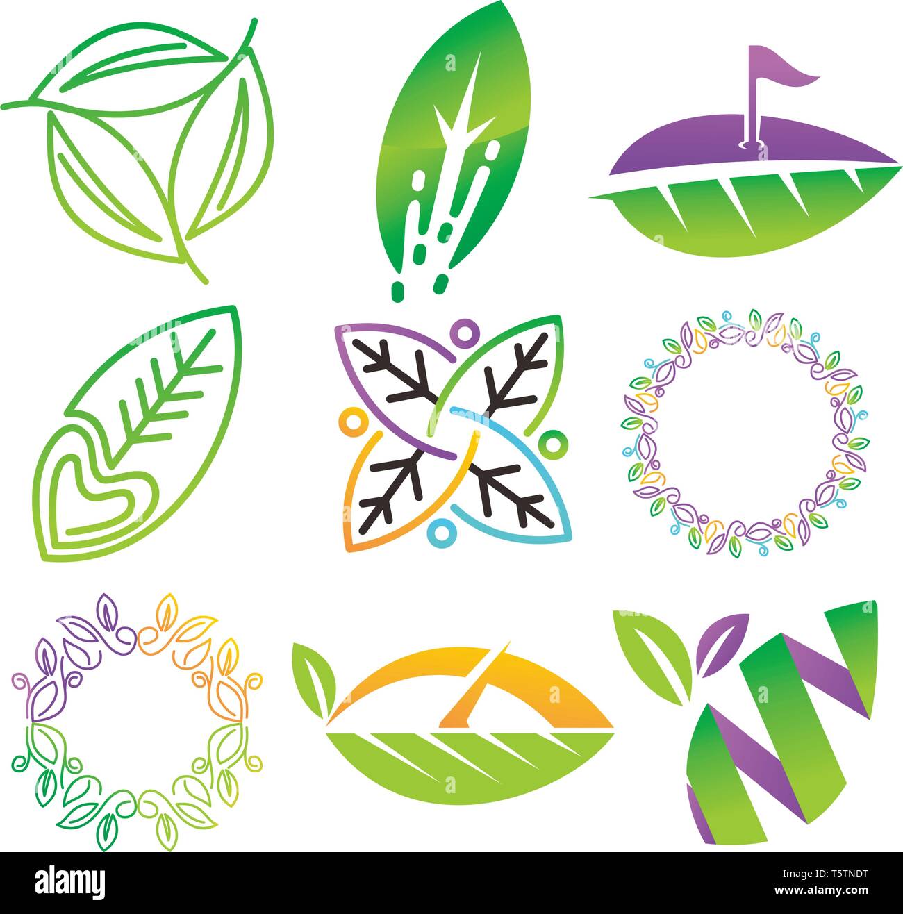 Leaf Logo Design Vector Template Set Stock Vector Image & Art - Alamy