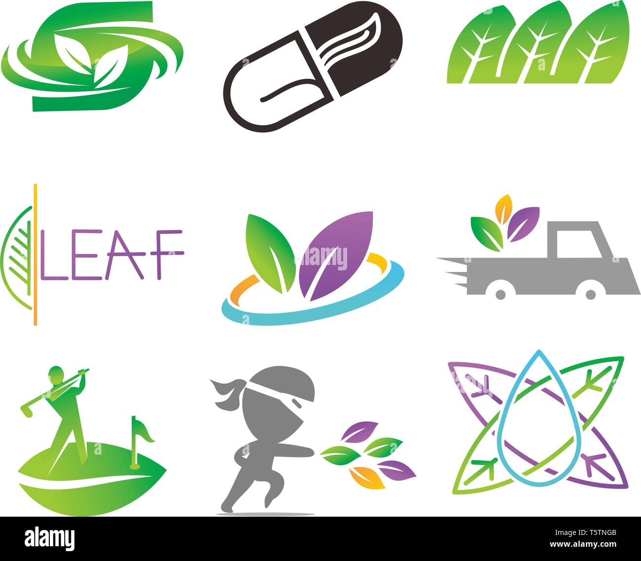 Leaf Logo Design Vector Template Set Stock Vector Image & Art - Alamy