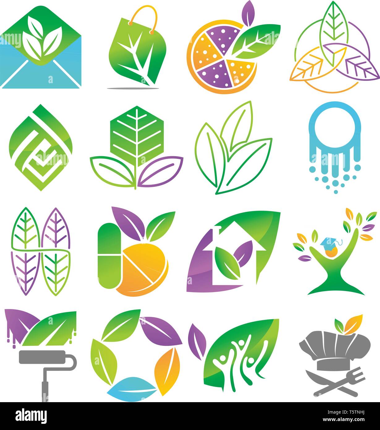 Leaf Logo Design Vector Template Set Stock Vector Image & Art - Alamy