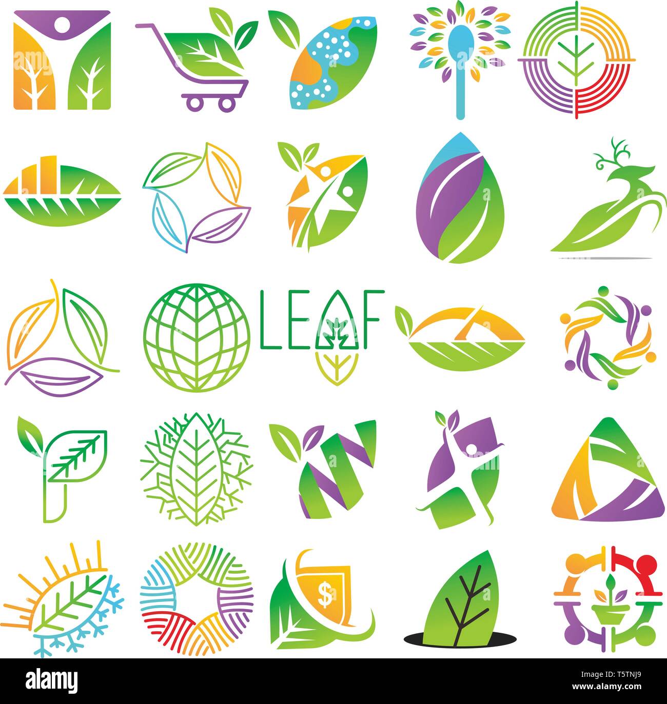 Leaf Logo Design Vector Template Set Stock Vector Image & Art - Alamy