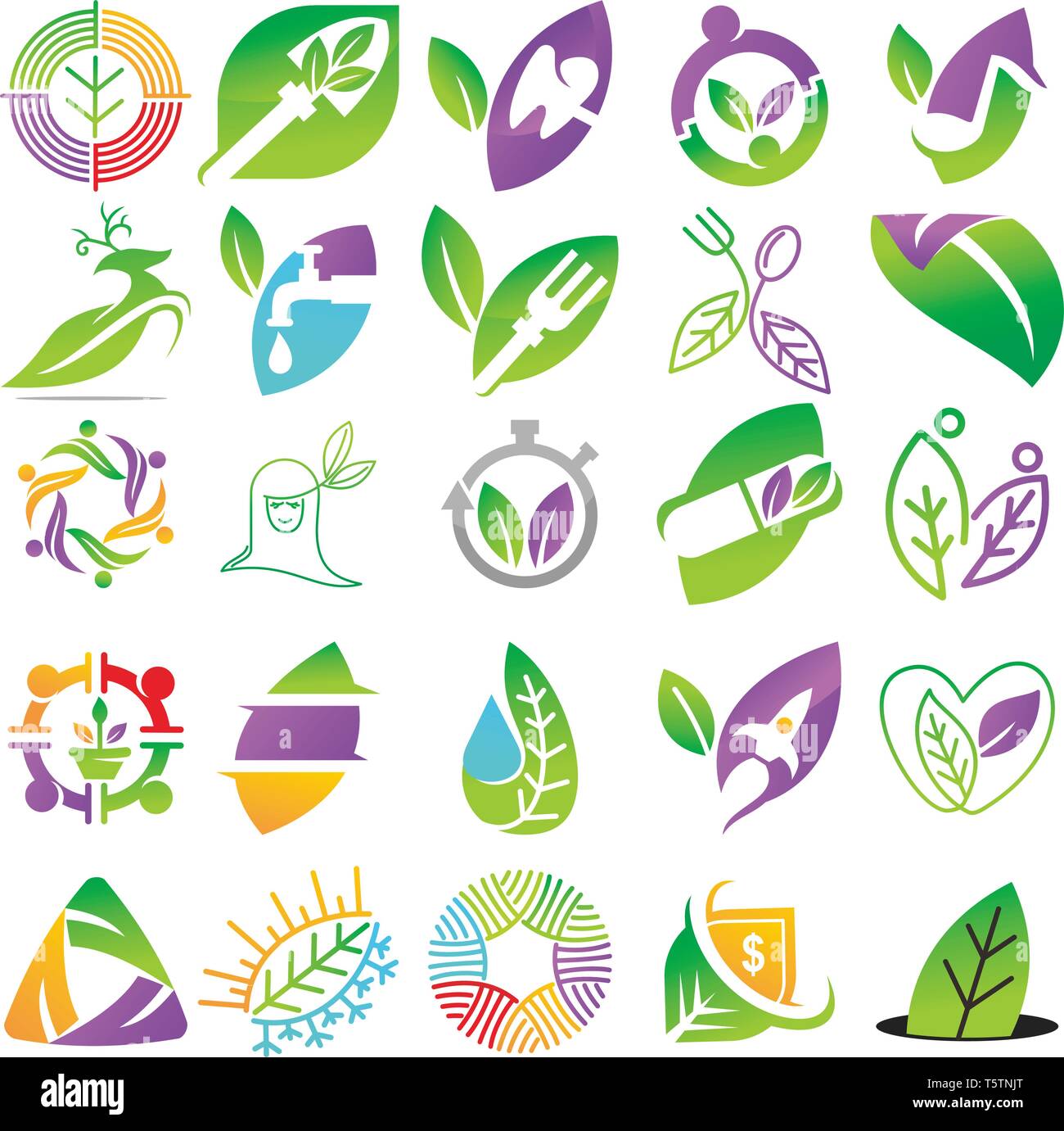 Leaf Logo Design Vector Template Set Stock Vector Image & Art - Alamy