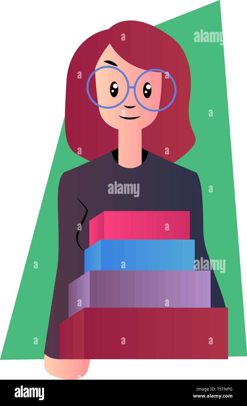 Cartoon woman carry bunch of boxes vector illustartion on white ...