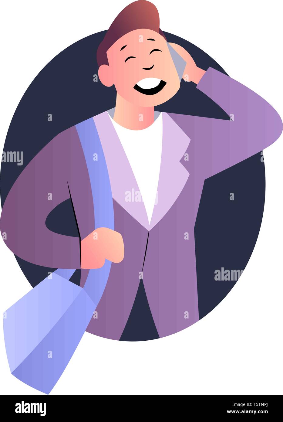 Cute cartoon guy speaking on the phone vector illustration on white ...