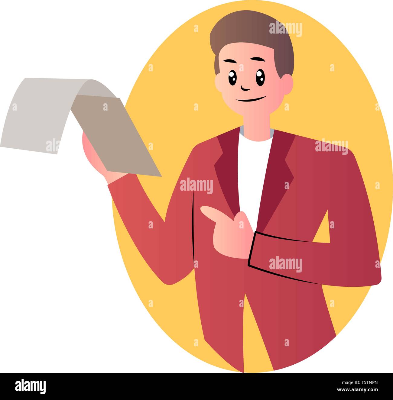 Cartoon man holding documents vector illustration on white background ...