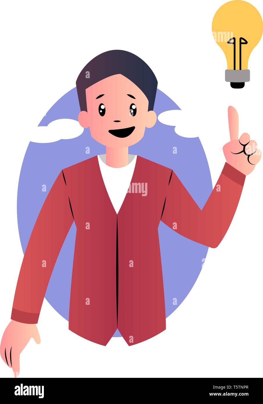 Cartoon guy having good idea vector ilustartion on white background ...