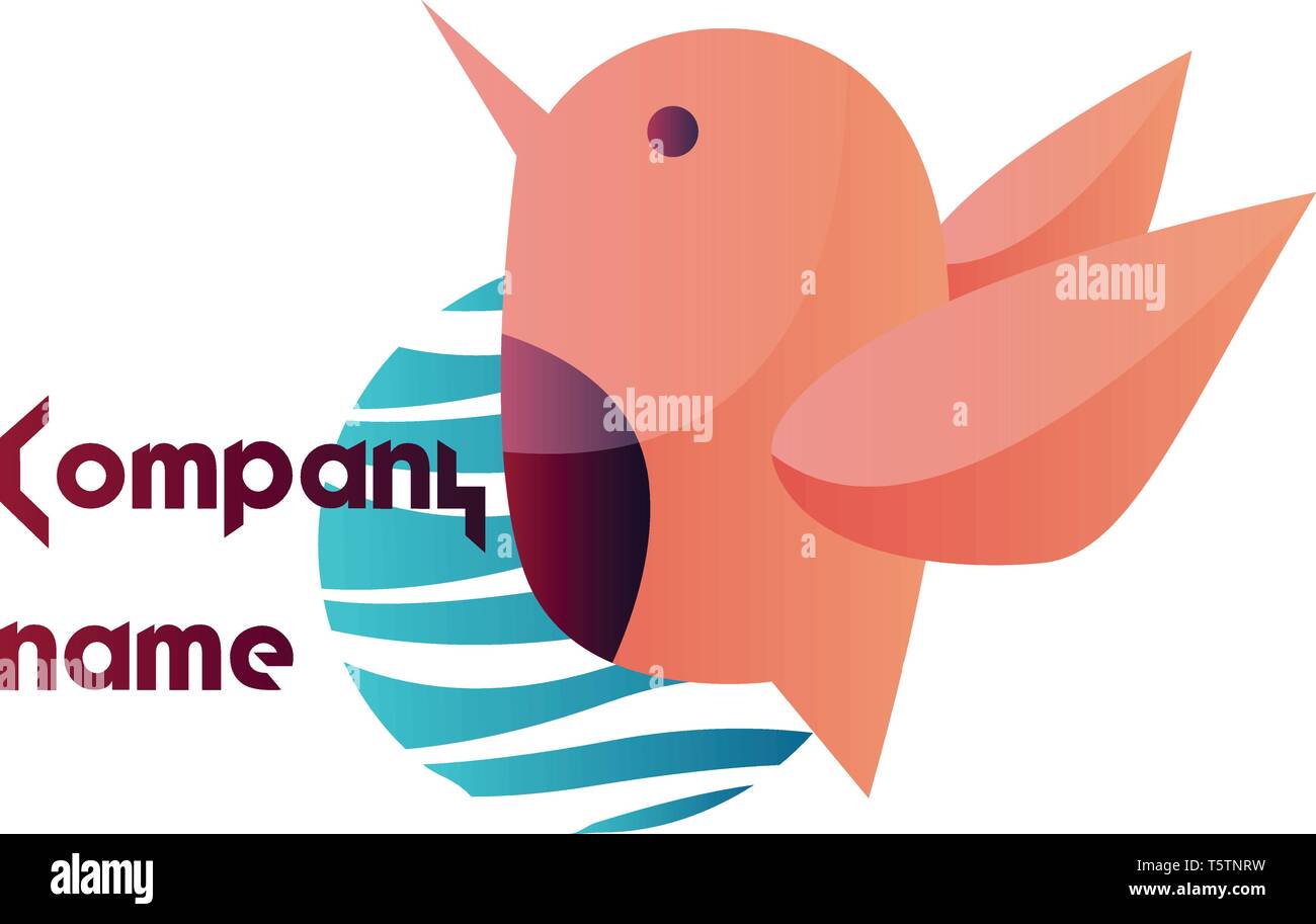 Vector logo design of a light pink bird with blank text on white ...