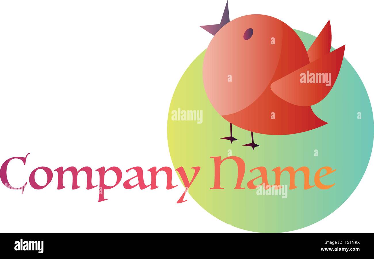 Cute round red bird vector logo design on white background Stock Vector ...