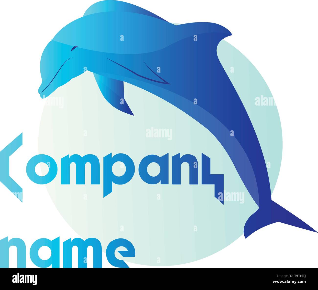 Simple vector logo design on white background of a blue dolphine Stock ...