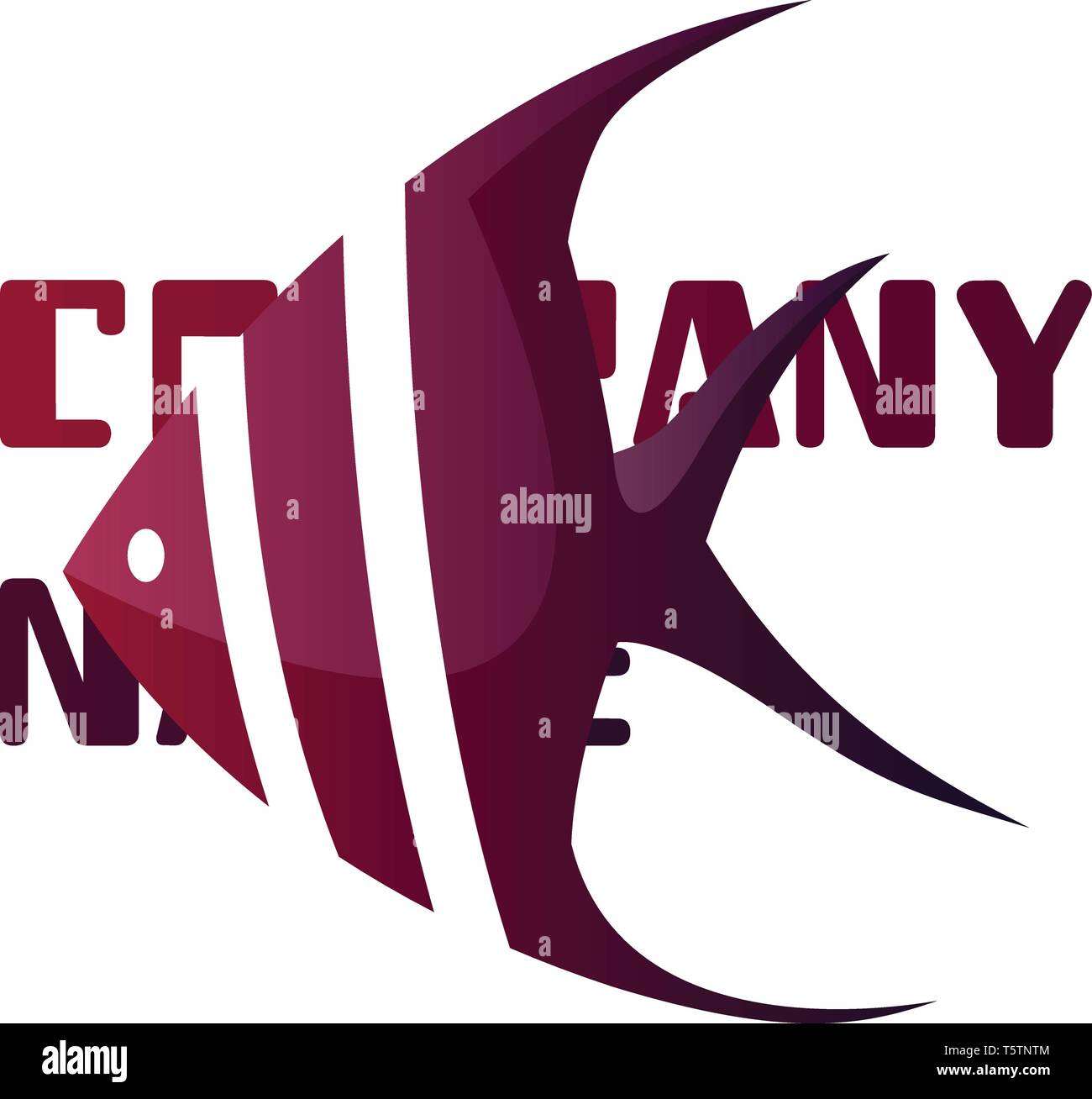 Deep purple and pink minimalistic fish vector logo design on a white ...