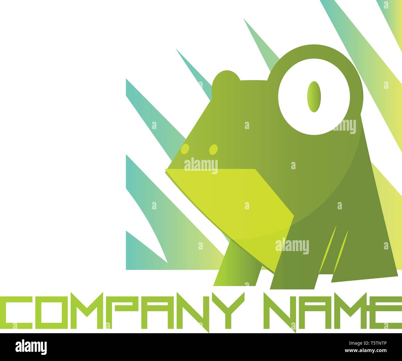 Light green frog with big eyes vector logo illustration on a white ...