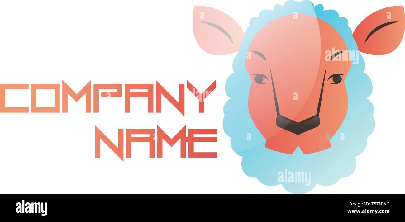 Blue and pink sheep head vector illustration on a white background ...