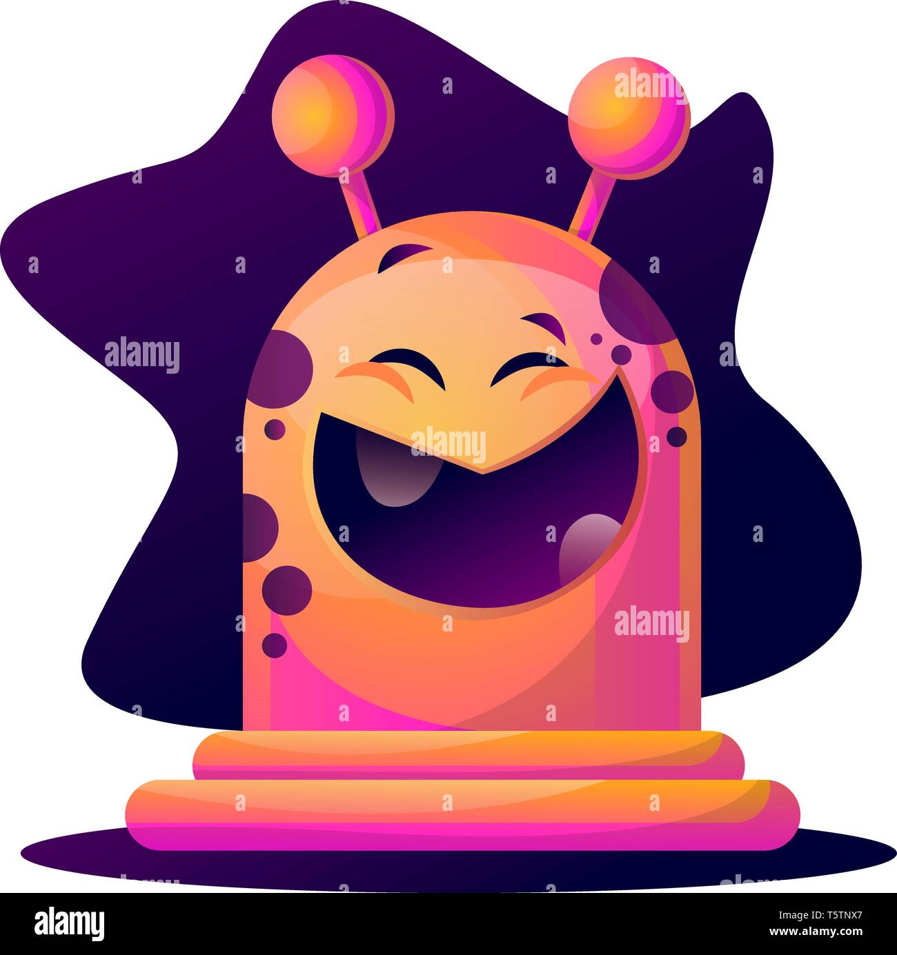 Happy cartoon pink monster vector illustartion on white background ...
