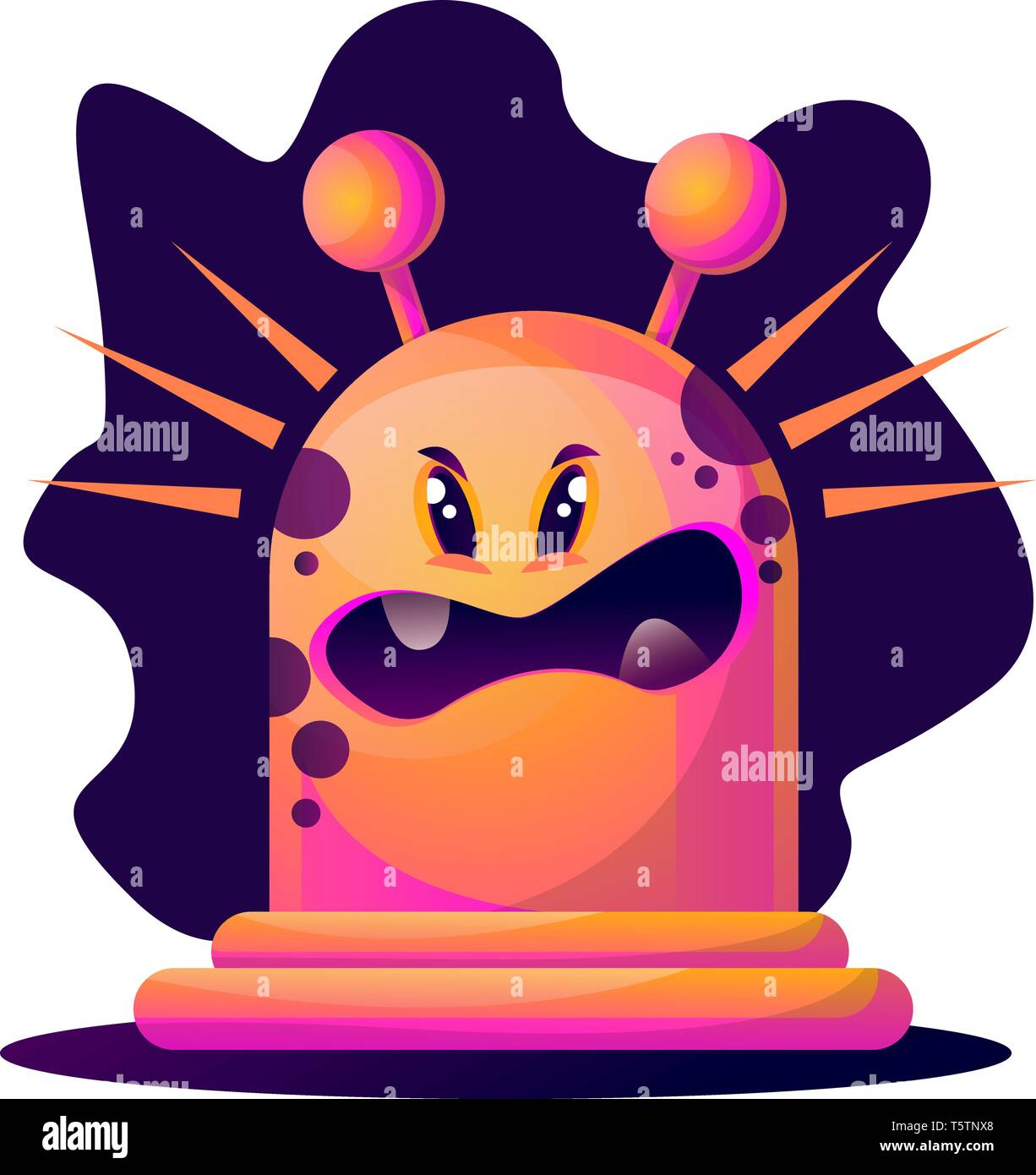 Angry cartoon pink monster vector illustration on white background ...