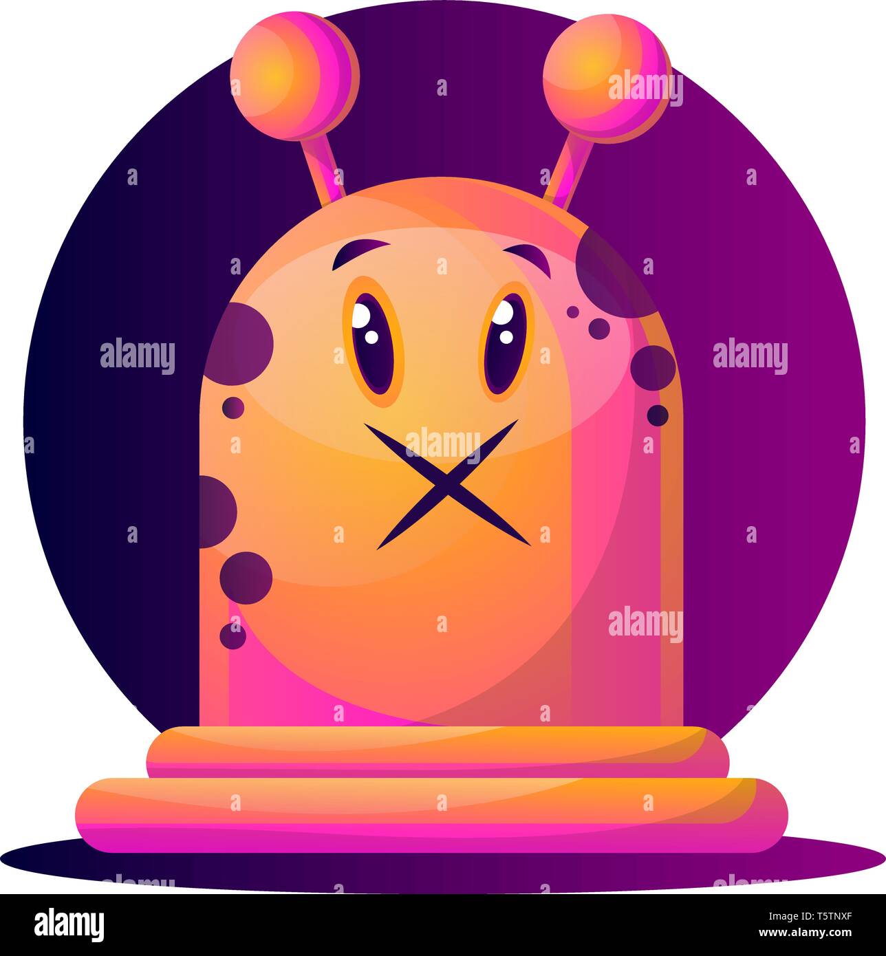 Cartoon pink monster vector illustartion on white background Stock ...