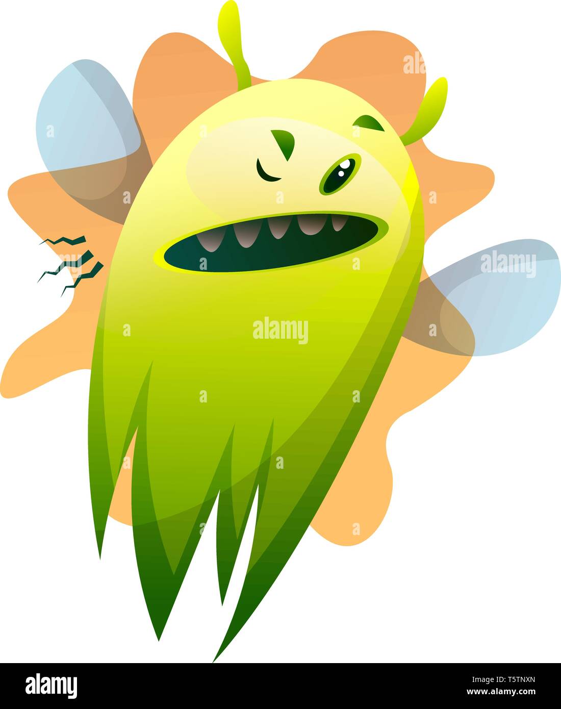 Angry cartoon little green mpnster vector illustartion on white ...