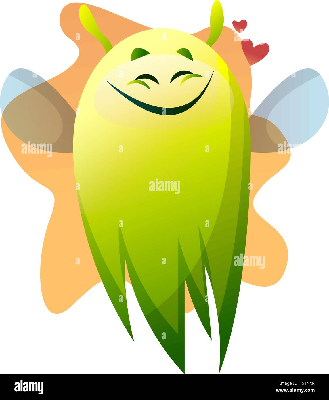 Smiling cartoon green monster vector illustartion on white background ...