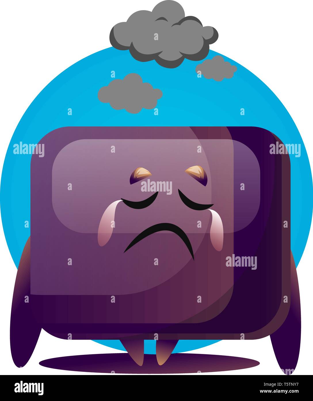 Sad purple cartoon monstre vector illustartion on white background ...