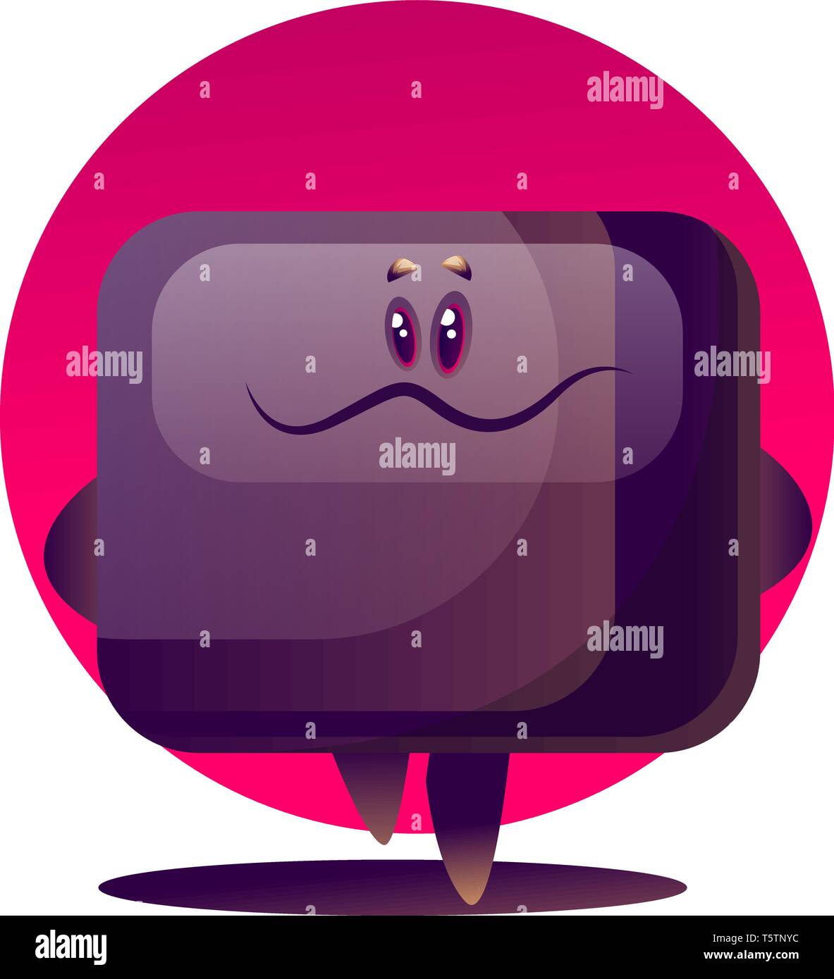 Purple cartoon TV monster vector illustartion on white background Stock ...
