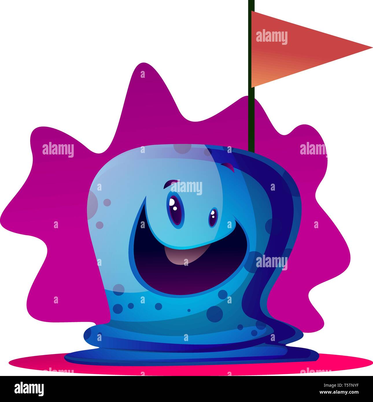 Happy cartoon blue monster vector illustartion on white background ...
