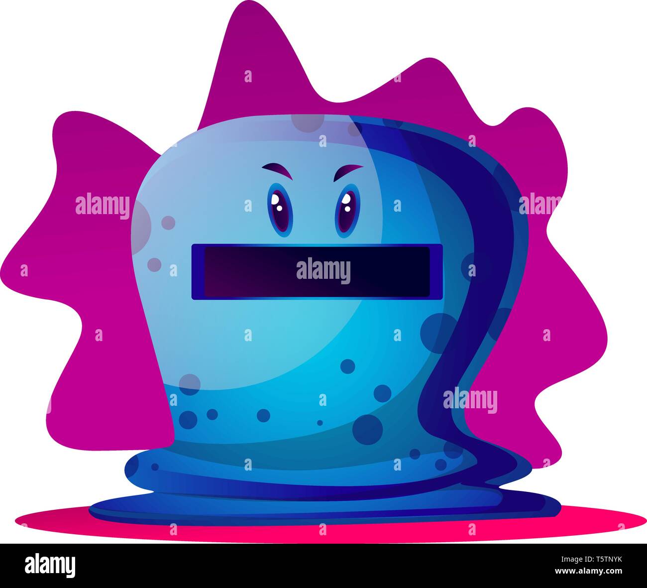 Angry blue cartoon monster vector illustartion on white background ...