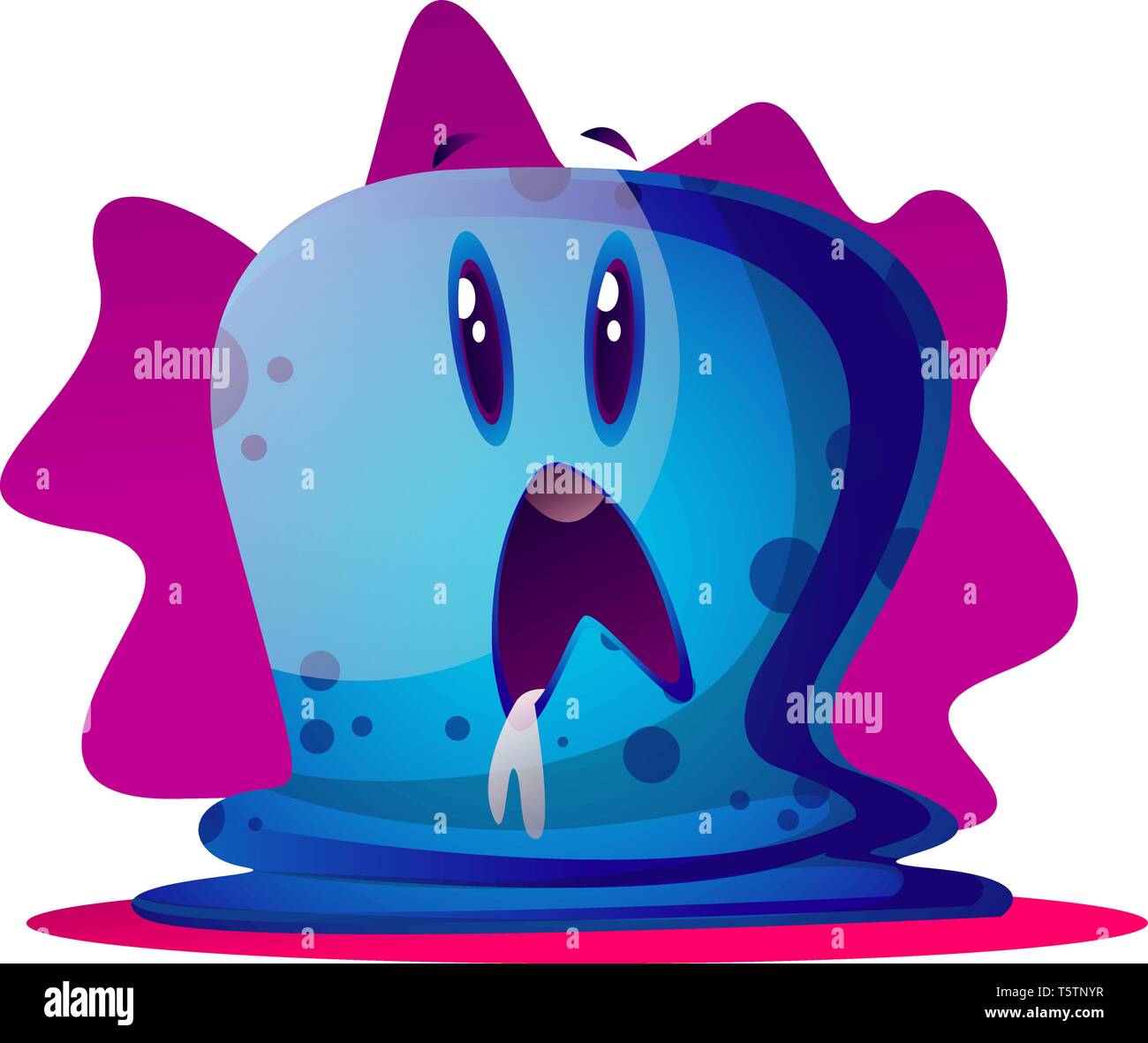 Scard blue cartoon monster vector illustartion on white background ...