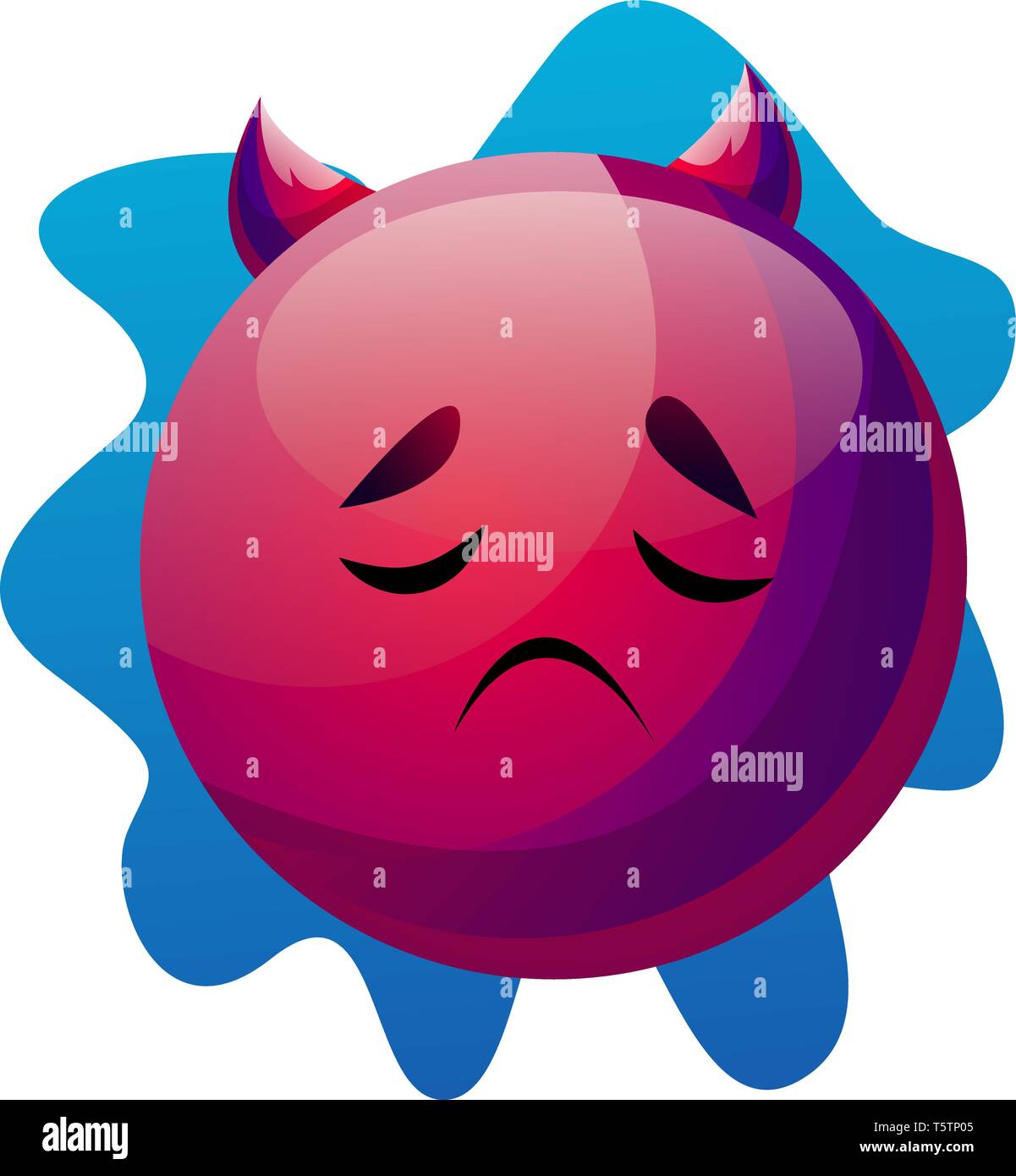Sad purple cartoon monster vector illustartion on white background ...